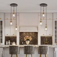 Haye Modern 3-Light Chandelier Glass Black Gold Cluster Pendant Lights ...