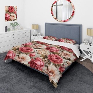 Designart "Vintage Victorian Roses Victorian Pattern I" Cottage Bedding ...