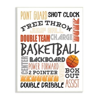 Stupell Basketball Game Terms Orange Typography Kids' Sports Wood Wall ...