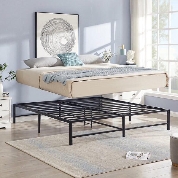 Bed Frames Heavy Duty Metal Twin Full Queen Size Platform Bed Frame No Box Spring Needed Noise Free Easy Assembly Black On Sale Bed Bath Beyond 26060988