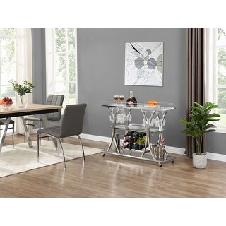 Modern Metal Side Table Bar Cart Wine Rack Storage Kitchen Living Room ...
