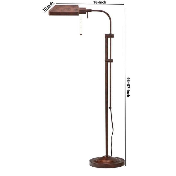 Metal Rectangular Floor Lamp with Adjustable Pole, Bronze - Bed Bath ...