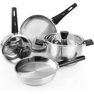Stainless Steel Pots and Pans Set, 6-Piece Kitchen Cookware with Freeze ...