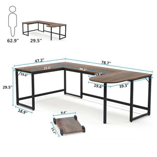 U Shaped Computer Desk Writing Table with Printer Stand - Bed Bath ...