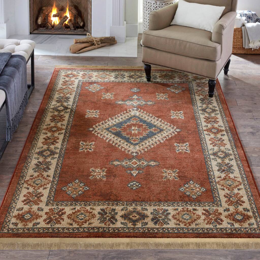 Orian Indoor Karatonn Red Area Rug (7'10" x 10') - 7'10" x 10 ...