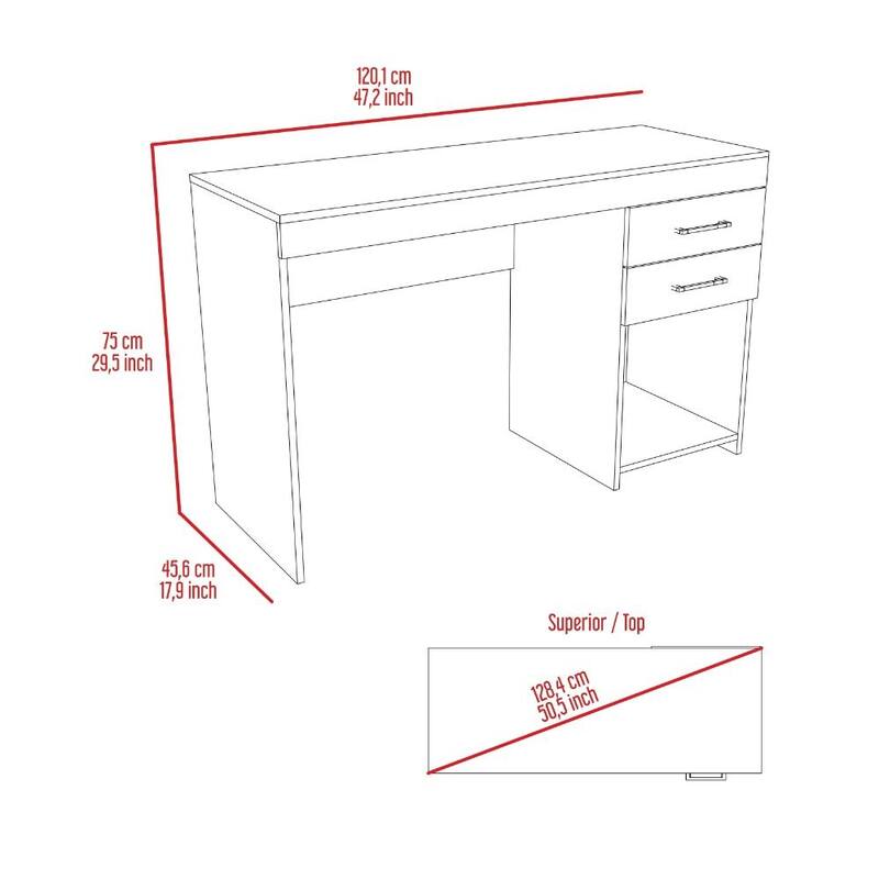 Austin Writing Computer Desk with Two Drawers and One Cabinet ...