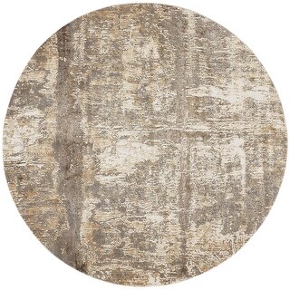 8' Tan Ivory And Brown Round Abstract Area Rug - 3'6" - Bed Bath ...