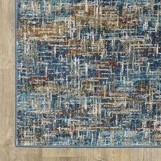 HomeRoots 8' X 10' Blue Grey Beige And Teal Oriental Power Loom Stain ...