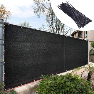 Custom Size 4' x 47' Black Privacy Screen Mesh Fabric with Grommets and ...