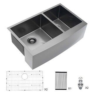 36 Inch Stainless Steel Double Bowl Farmhouse Kitchen Sink - Bed Bath ...