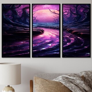 Purple Forest River Enchanted Forest Sunset - Forest River Canvas Wall ...
