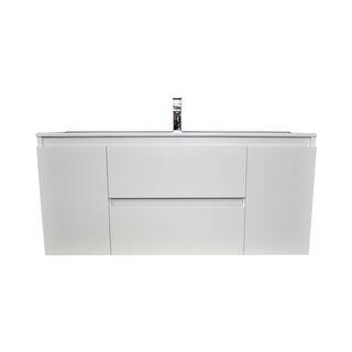 42 inch Wall Mounted Bathroom Vanity with Faux Marble Top and Basin ...
