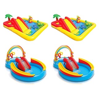 Intex Inflatable Ocean Kiddie Pool (2 Pack) & Intex Rainbow Ring Pool ...