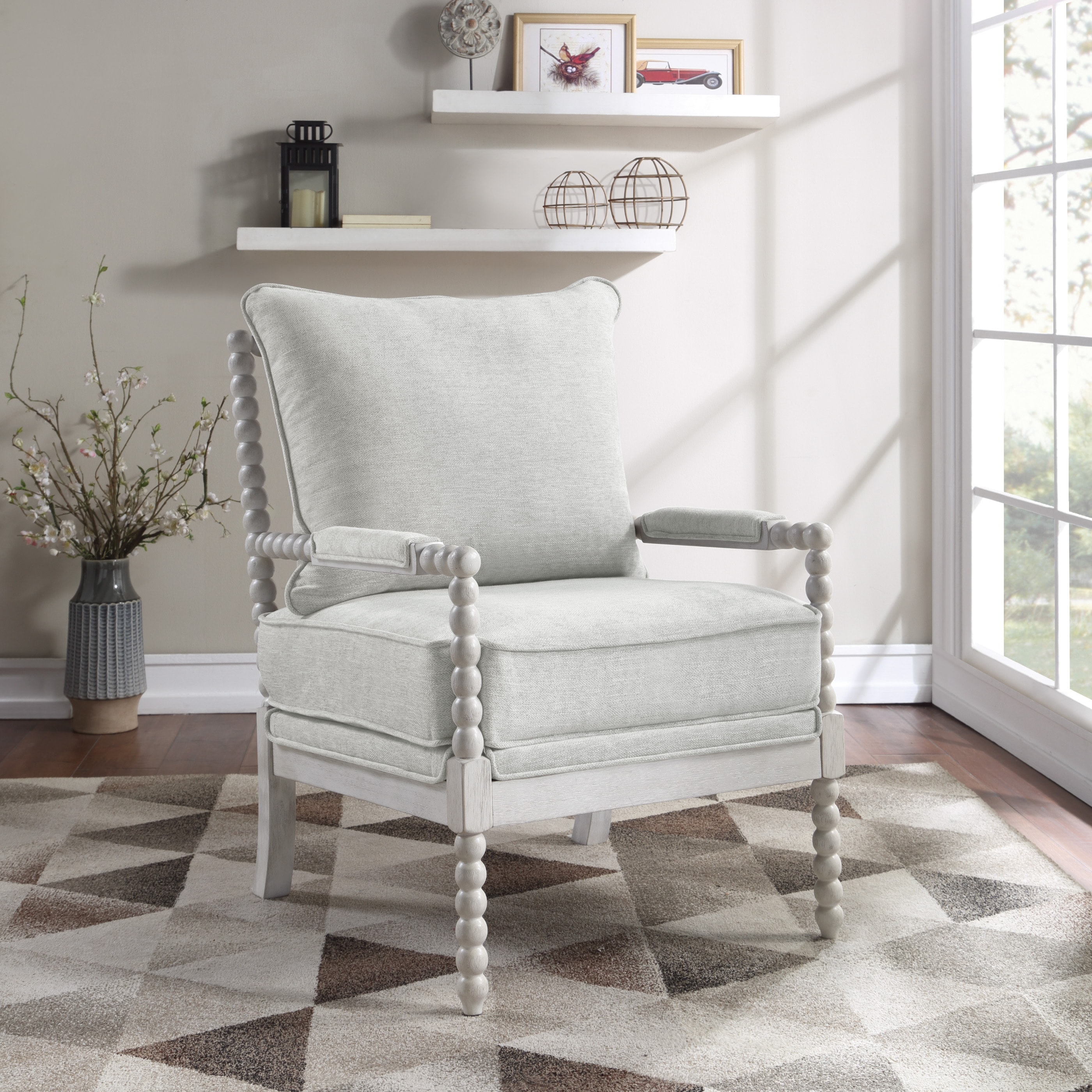 Kaylee Spindle Chair in Fabric with White Frame - On Sale - Bed Bath ...