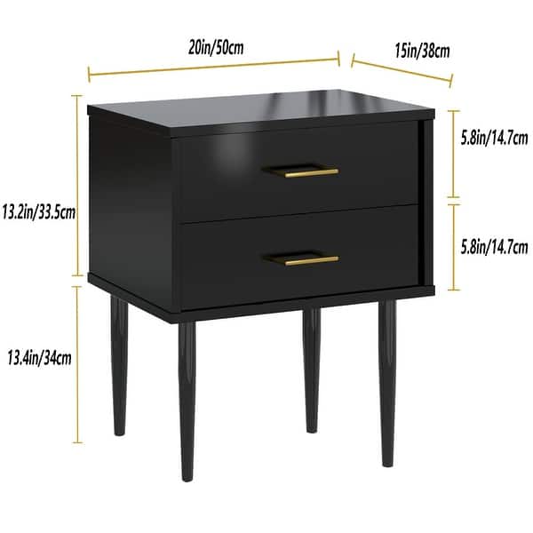 Nightstand for Bedrooms Bedside Tables with 2 Drawers Modern Black ...