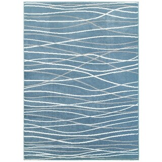 8' x 10' Blue Contemporary Waves Area Rug - 3'6" - Bed Bath & Beyond ...
