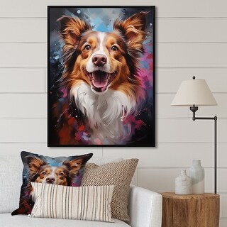 Designart "Papillon Prance " Animals Dog Framed Canvas Wall Art - Bed ...