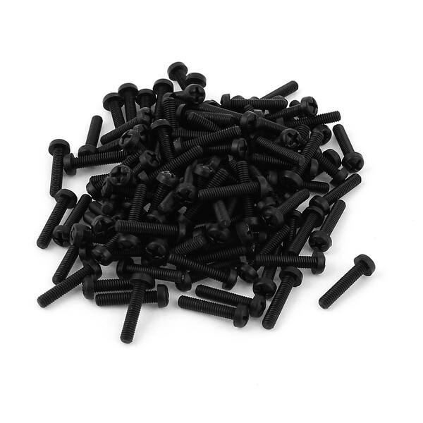 M25 X 12mm Plastic Phillips Cross Pan Head Machine Screws Black 100