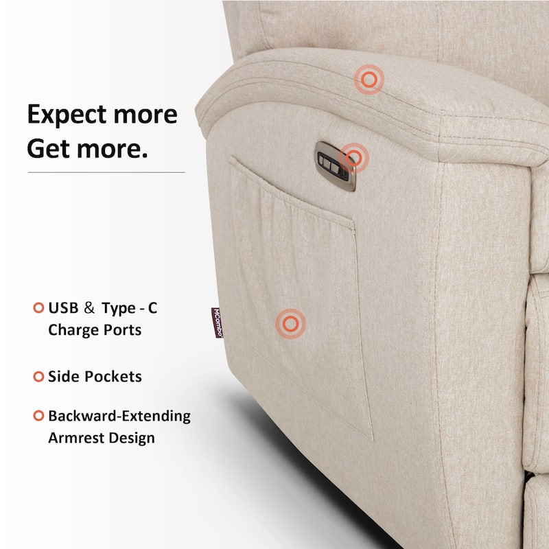 MCombo 60.2" Power Loveseat Recliner Sofa with Massage and Dual Heating ...