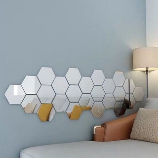 12pcs 3D Hexagon Mirror Wall Stickers for DIY Home Deco - Bed Bath ...