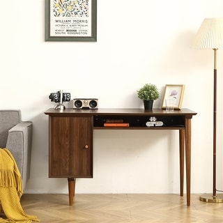 Modern Walnut Finish Small Desk with Solid Wood Legs - Bed Bath ...