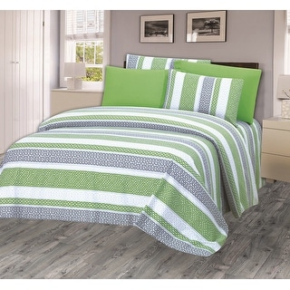 Hotel Club 1800 Green Stripe Sheet Set with Bonus Pillowcases - Bed ...