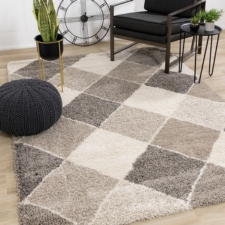 Miley Collection - Cream/Grey/Taupe Diamonds Rug - Bed Bath & Beyond ...