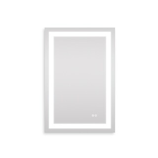LED Lighted Bathroom Mirror with 3 Colors Light Touch Button Anti-Fog ...