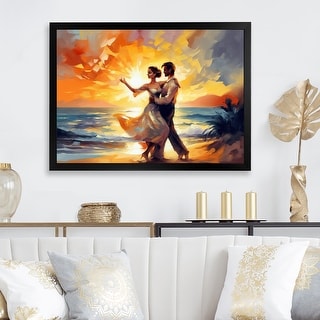 Designart "Colorful Bolero Couple Dancing Iii" Romantic Framed Wall Art ...
