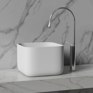 White 11.2 inch Depth Solid surface basin - Bed Bath & Beyond - 37284801