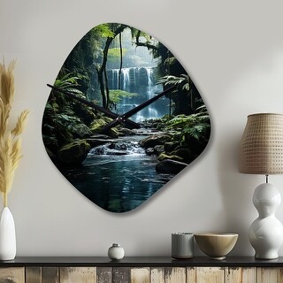Designart - Waterfall Hidden Oasis I - Waterfall Wall Clock in ...