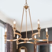 Transitional Distressed Gold Candle Chandelier 6-light Metal Dimmable ...