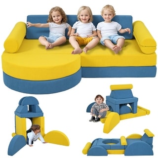 Kids Play Couch, 14 Piece Kids Couch, Child Sectional Sofa for Playing ...