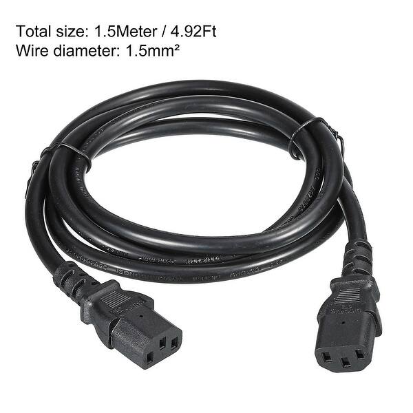 AC Power Cord 3 Prong C13 Female 4.92Ft 250V 10A PDU Extension Cable ...