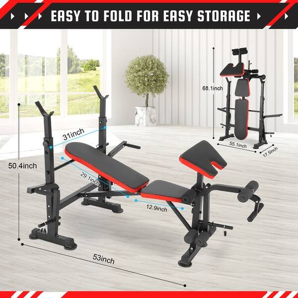Adjustable Weight Bench 350lbs 4-in-1 Foldable Workout Bench Set with ...