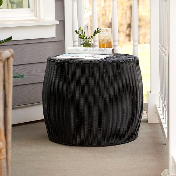 Household Essentials Handwoven Resin Barrel Side Table Storage ...