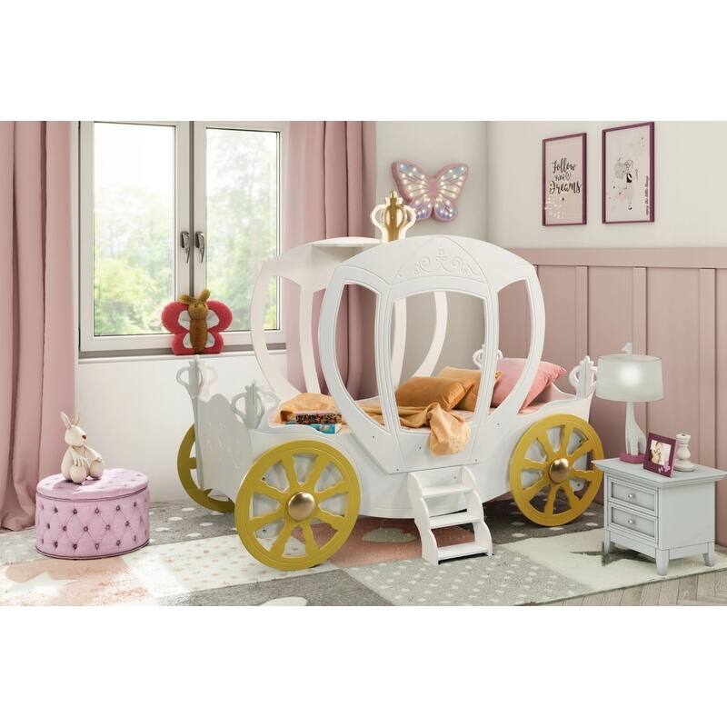 Girls Princess Carriage Car Bed - Overstock - 27586717