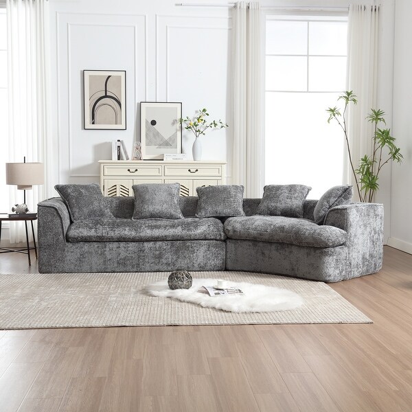 Boucle L Shape Upholstered Sectional Sofa Couches with 5 Throw Pillows Bed Bath Beyond 41350013