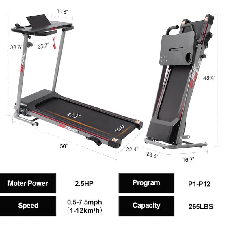 2.5HP Under Desk Compact Electric Treadmill with LED Display and 3 ...