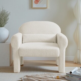 Modern Lambs Wool Fabric Accent Chair with Lumbar Pillow - Bed Bath ...