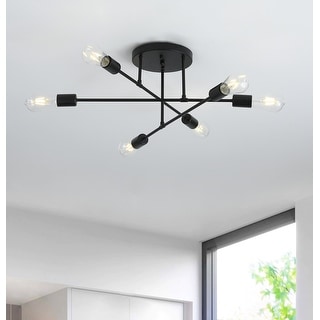 Modern Concise 6-Light Sputnik Design Semi Flush Mount Lamp - Bed Bath ...
