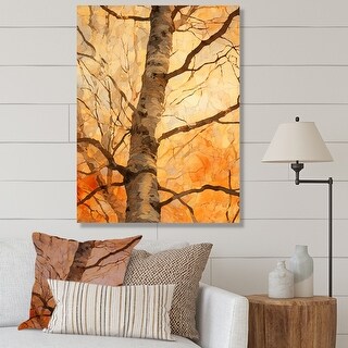 Designart "Tree Sycamores Peach Collage I" Tree Sycamore Wall Art - Bed ...