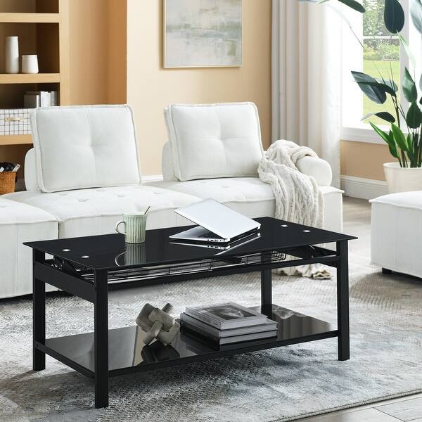 Lift And Lift Coffee Table With Hidden Dividers And Storage Shelves ...