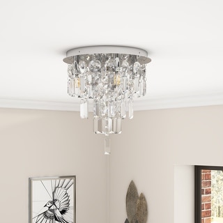 Modern 4-Light Treparent Crystal Design Flush Mount Lighting Fixture ...