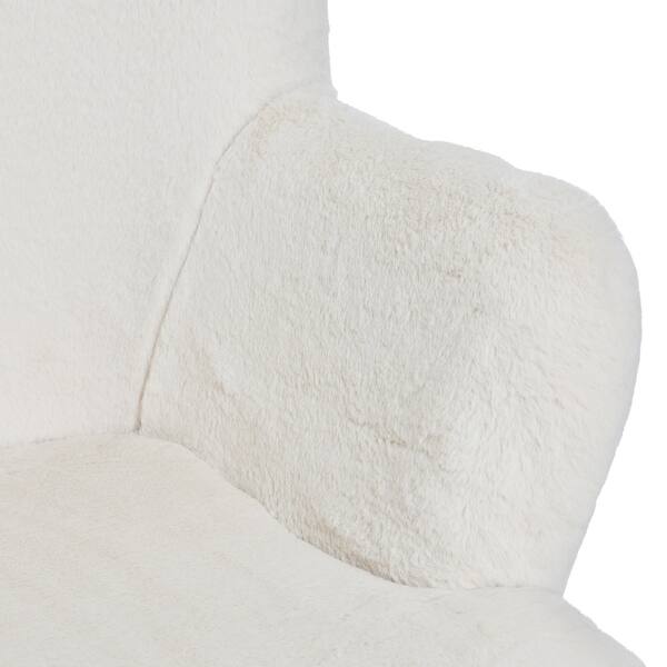 Napster Fuzzy Plush Upholstery Wingback Arm Chair with Solid Wood Legs ...