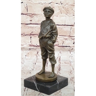 Young German Boy Whistling By Vaclav Szczeblewski - Bronze Sculpture On ...