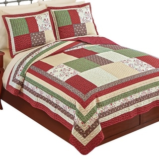 Striped Border Patchwork Reversible Quilt - Bed Bath & Beyond - 36715692