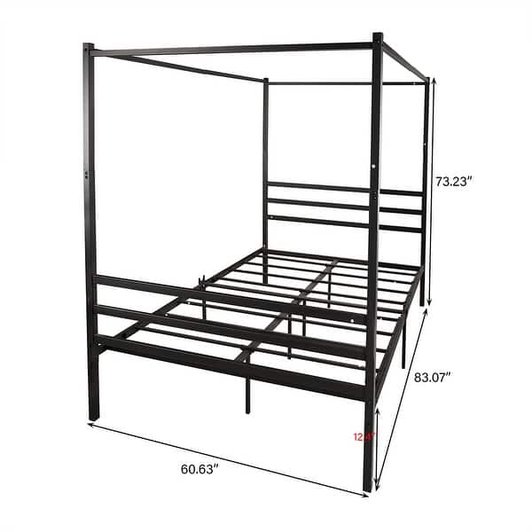 Canopy Metal Bed with Headboard Foundationt Platform Bed Metal Slat ...