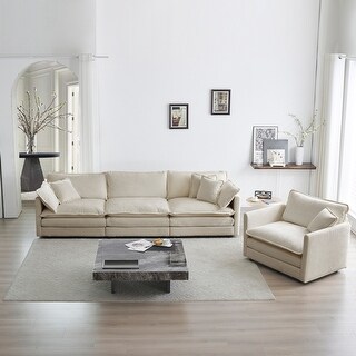 Oversized Upholstered Extra Deep Seat Sofa with 3 Seater Sofa and ...