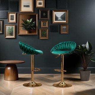 Set of 2 Swivel Bar Stools, Shell Shape Adjustable Counter Height ...